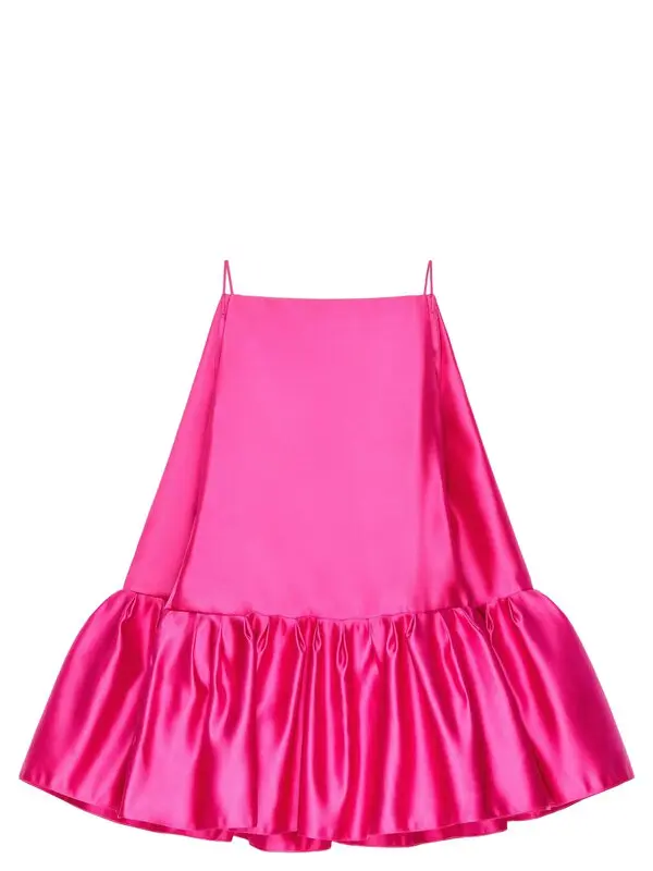 Givenchy Sliced Mini Ruffled Satin Dress - Fuchsia