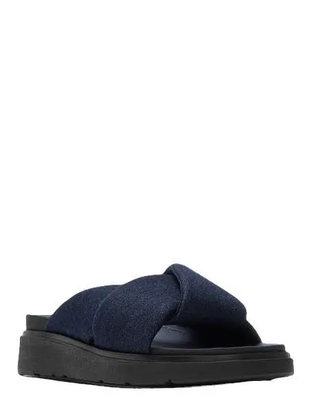 Fitflop Gen Ff Folded Denim Slides - Dark Denim