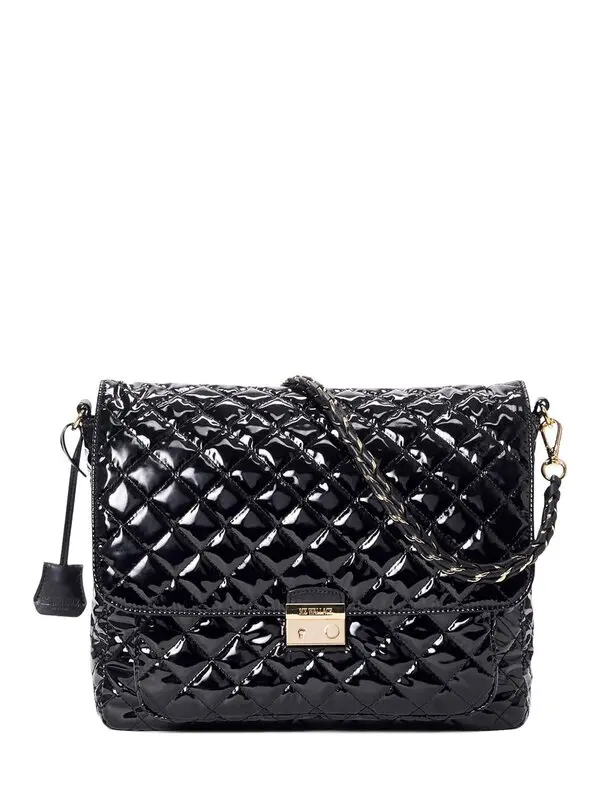 Mz Wallace Large Crosby Lock Quilted Nylon Crossbody Bag - Black Lacquer