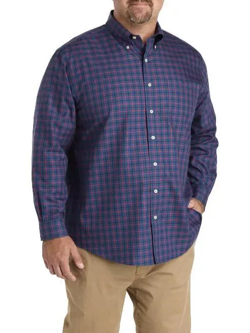 Brooks Brothers Big & Tall Non-iron Windowpane Sport Shirt - Blue Red