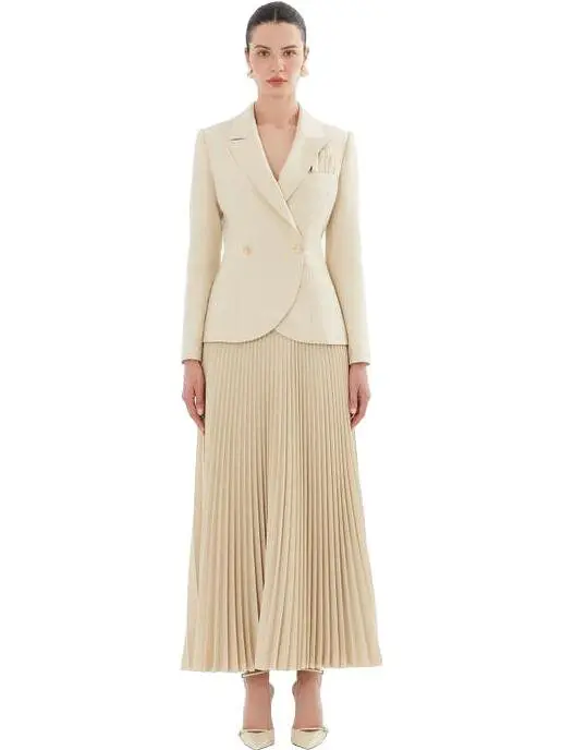 GIZIA Double-breasted Jacket And Pleated Skirt - Beige