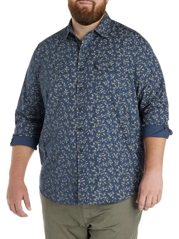 TRUE NATION BY DXL Big & Tall Fern Print Sport Shirt - Multi