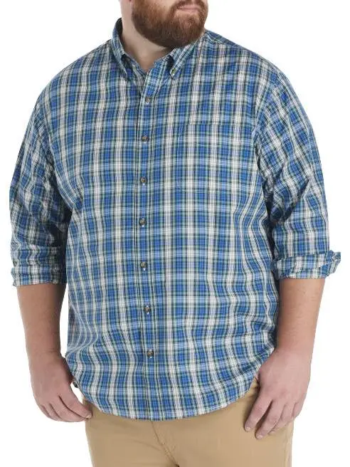 HARBOR BAY BY DXL Big & Tall Easy-care Small Plaid Sport Shirt - Multi