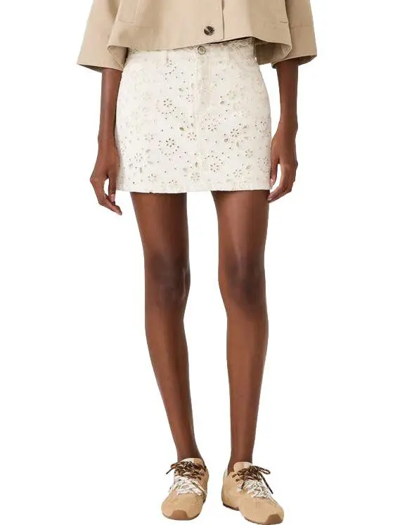 Steve Madden Eyelet Embroidered Denim Miniskirt - Sea Mist