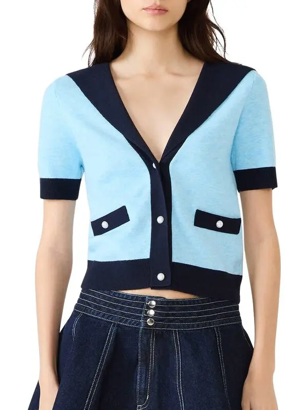 Steve Madden Aden Crop Sailor Sweater - Surf Blue