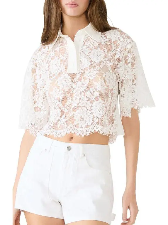 Steve Madden Monette Floral Lace Top - Antique