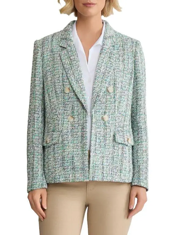 Jones New York Tweed Open-front Blazer - Kelly Multi