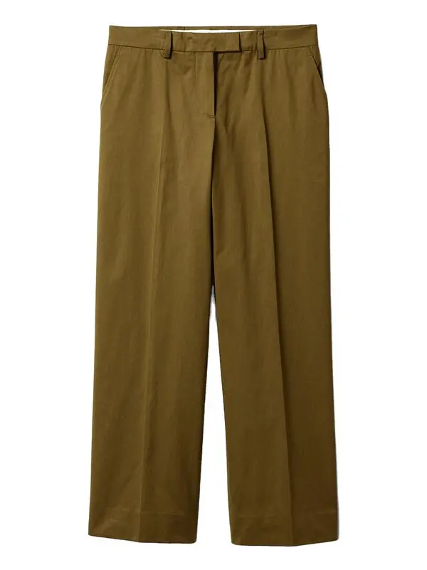 Miu Miu Cotton Satin Straight Fit Pants - Military Green
