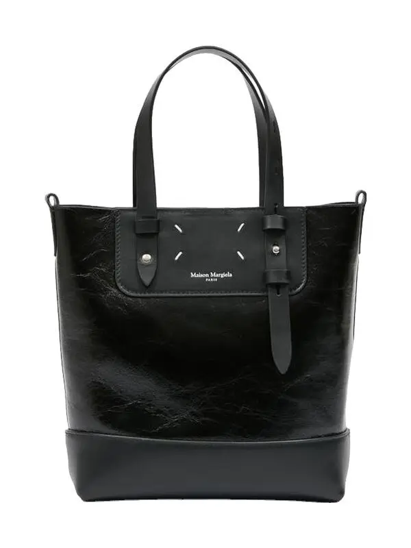 MAISON MARGIELA Mini Leather North/south Tote - Black/black