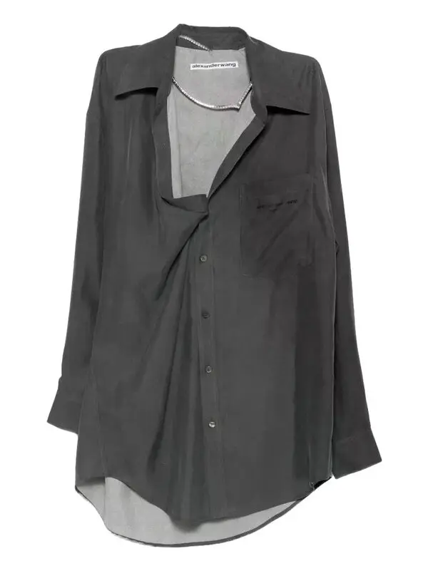 Alexander Wang Pre-styled Off-shoulder Shirt Dress - Grey