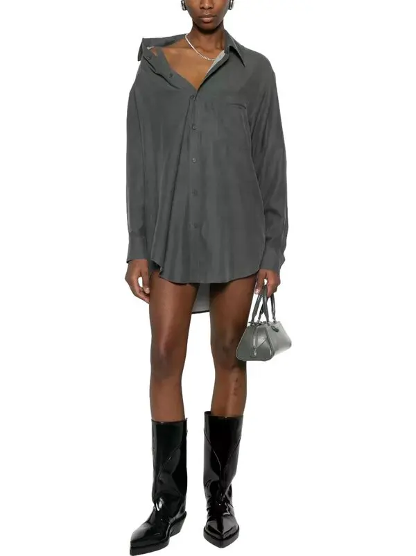 Alexander Wang Off-shoulder Mini Shirt Dress - Grey