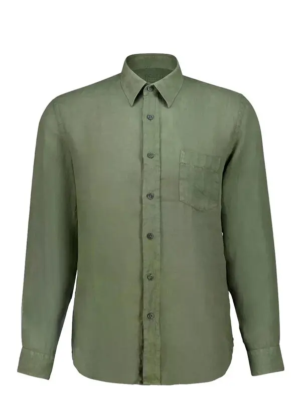 120% Lino Chest-pocket Long-sleeve Shirt - Green