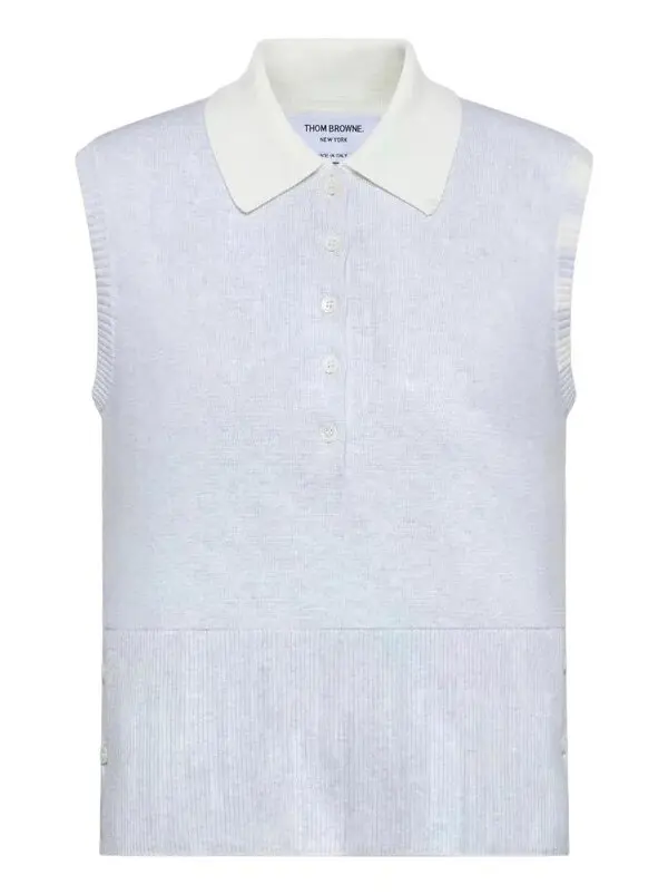 Thom Browne Four-bar Stitch Sleeveless Polo - Grey
