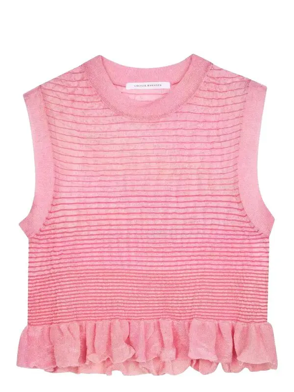 Cecilie Bahnsen Fringed-hem Sleeveless Top - Pink
