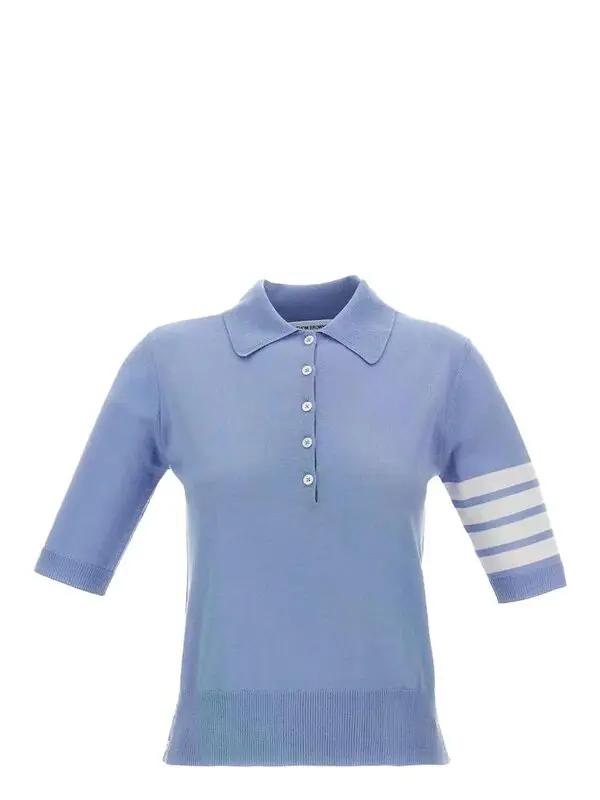Thom Browne Striped-detail Polo Shirt - Blue