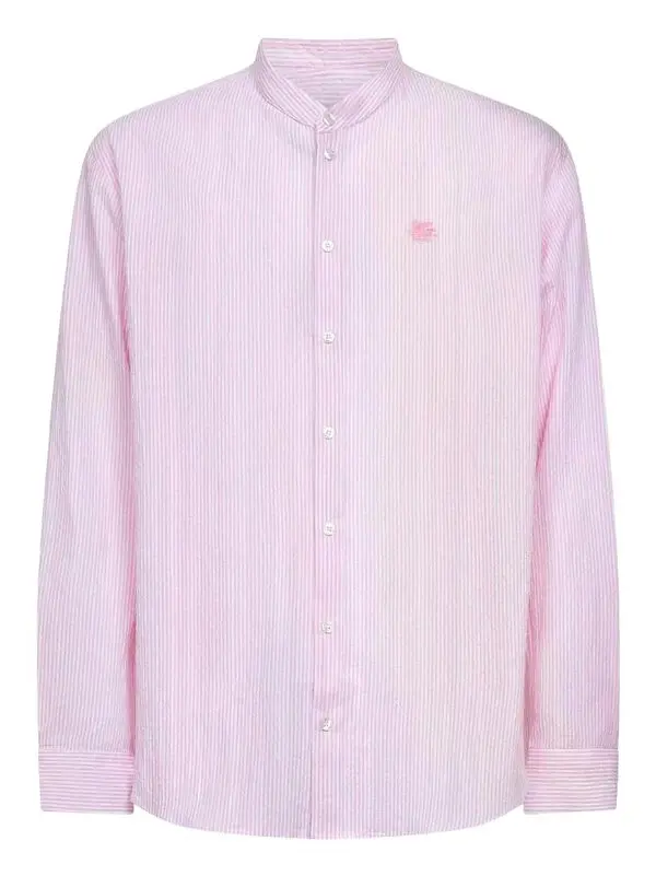 Etro Logo-embroidered Striped-pattern Shirt - Pink