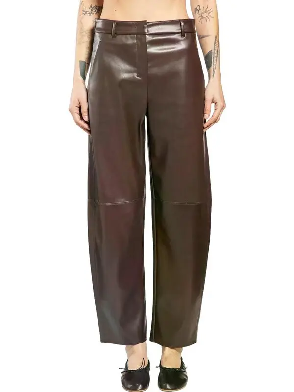 Max Mara Faux-leather Barrel Leg Trousers - Brown