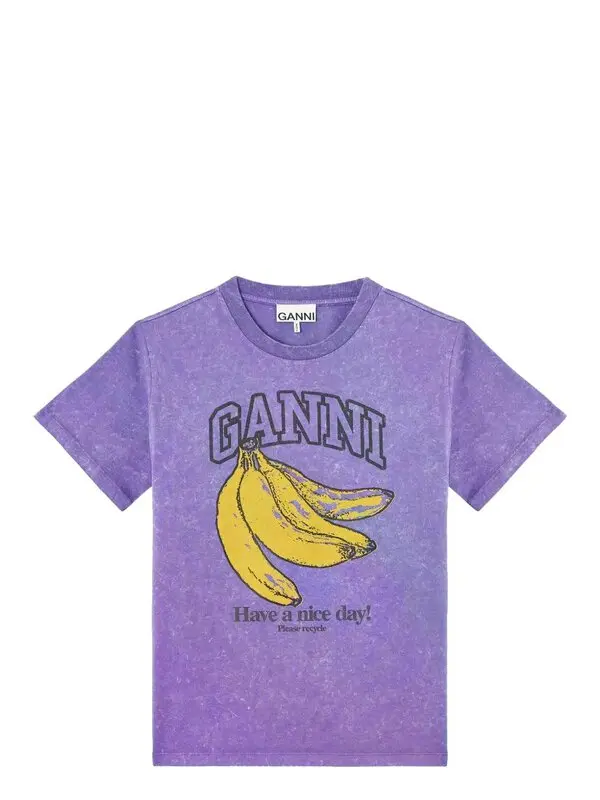 GANNI Graphic-print T-shirt - Purple