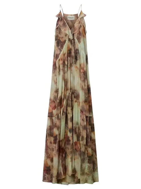 MARANT ETOILE Vasmila Ruffled V-neck Maxi Dress - Brown