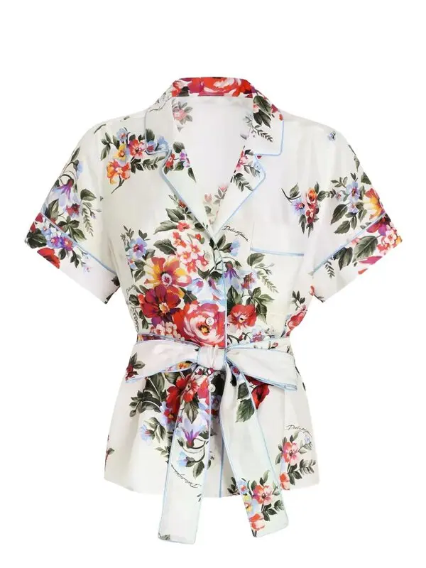 Dolce & Gabbana Floral-print Tie Shirt - White