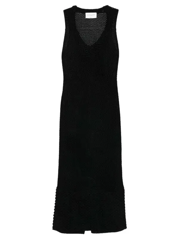 Brandon Maxwell Lou Lou Knit Pearl Trim Dress - Black