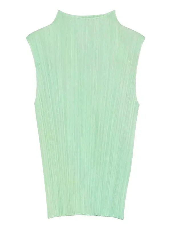 Issey Miyake High Neck Pleated Vest - Green