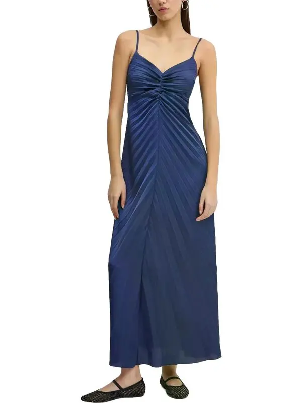 Abercrombie Pleated V-neck Midi Dress - Blue
