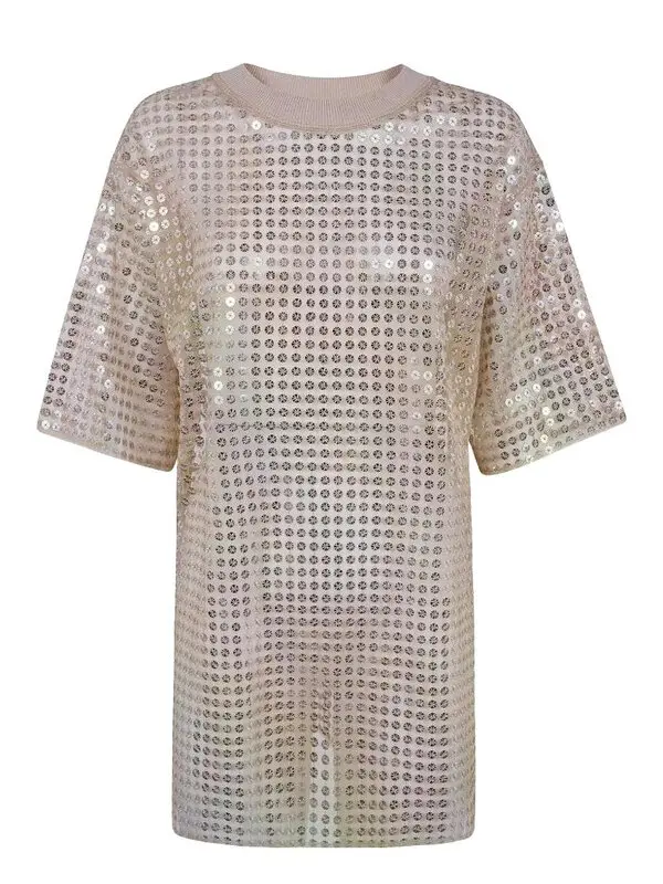 Fabiana Filippi Sequin-embellished T-shirt - Neutrals