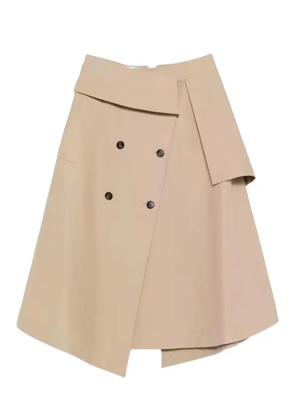 RÓHE Asymmetric Double-layer Midi Skirt - Neutrals