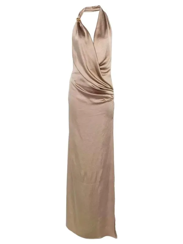 Blumarine Draped Halterneck Dress - Neutrals