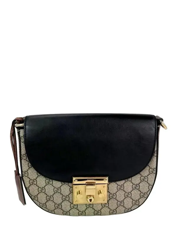 Gucci Gg Supreme Padlock Shoulder Bag - Neutrals