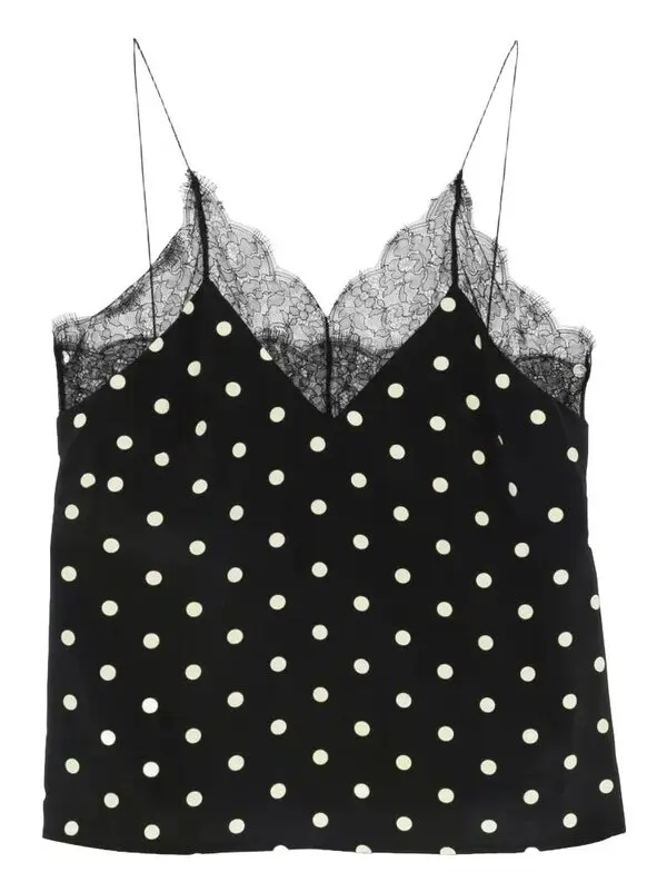 Françoise Layla Lace Polka-dot Top - Black