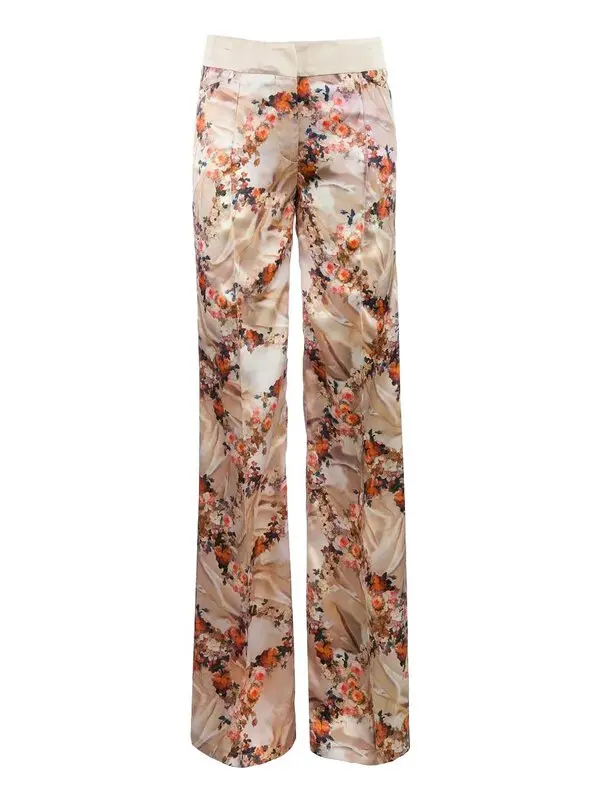 Giles Printed Silk Blend Trouser - Neutrals
