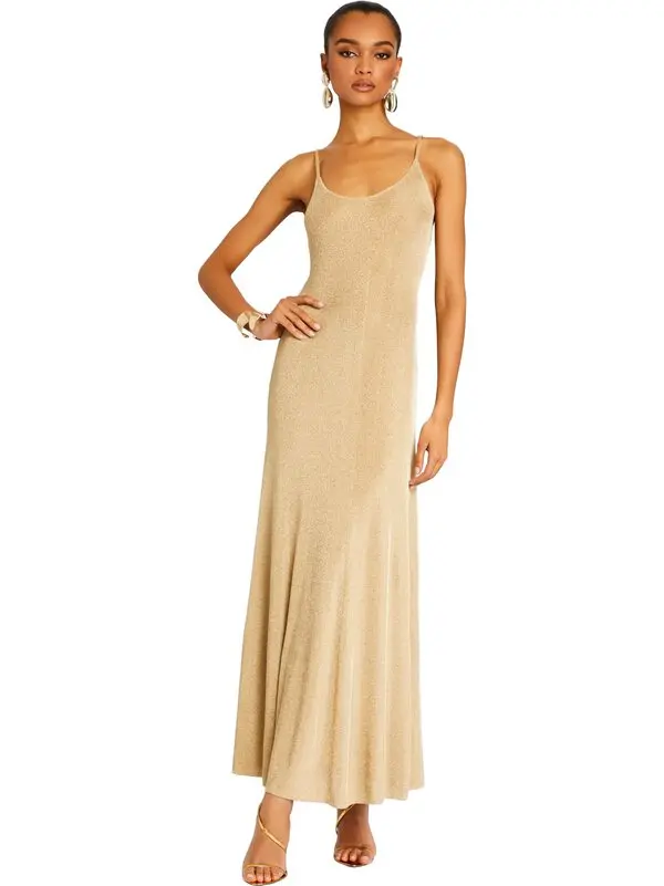 SEROYA Mabeline Metallic Knit Gown - Gold