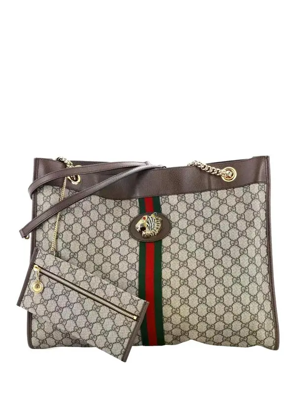 Gucci Rajah Chain Gg Coated Canvas Large Tote Bag - Brown