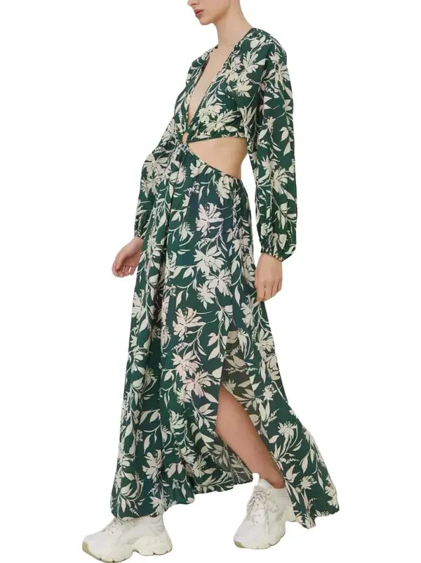 Abercrombie Floral-print Cut-out Maxi Dress - Green