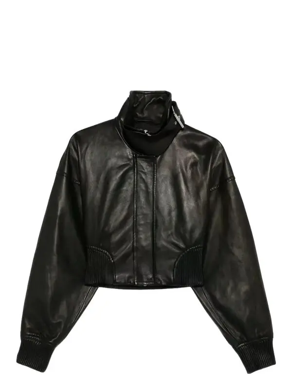 Sportmax Cropped Leather Jacket - Black