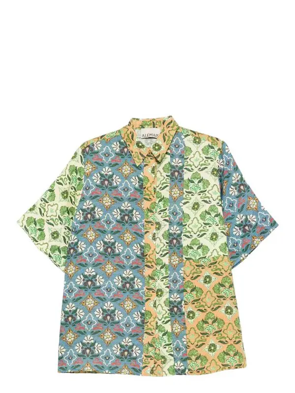 ALEMAIS Ali Spliced Floral Shirt - Blue