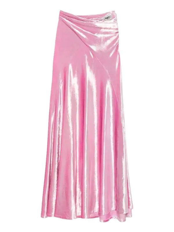 Rabanne Velvet Brooch Long Skirt - Pink