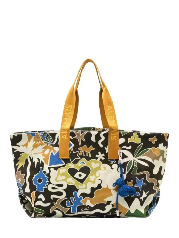 ALEMAIS Printed Beach Bag - Black