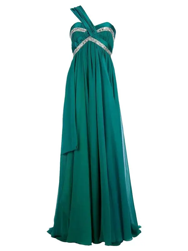 Zuhair Murad Asymmetric Shoulder Strap Evening Dress - Green