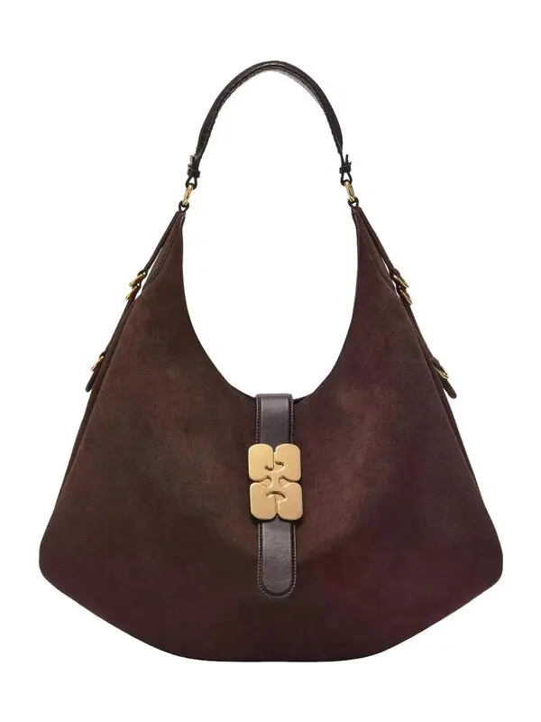 GANNI Logo-plaque Shoulder Bag - Brown