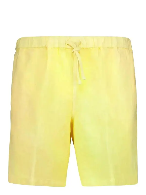 120% Lino Drawstring-waist Bermuda Shorts - Yellow