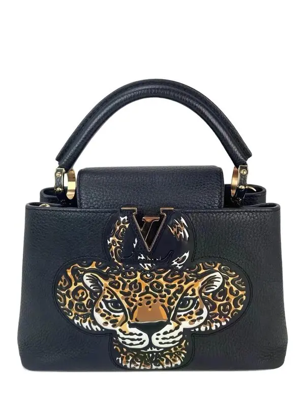 LOUIS VUITTON Capucines Bb Trapped Leopard Tote Bag - Black