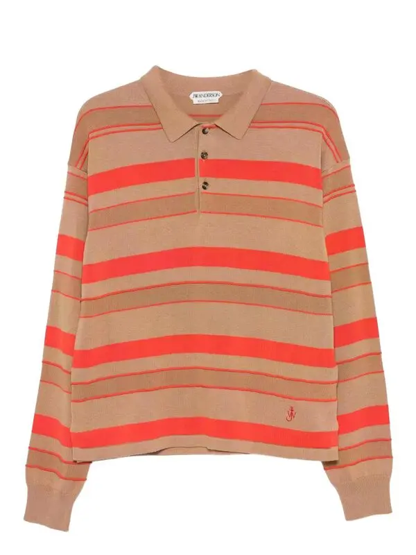 JW Anderson Striped Logo-embroidered Polo Shirt - Neutrals