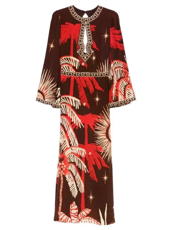 Johanna Ortiz Patterned Cut-out Maxi Dress - Brown