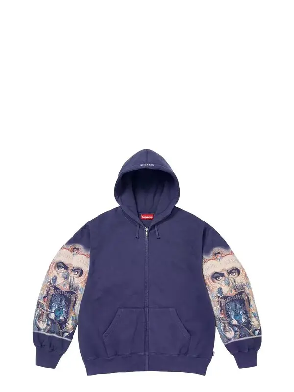Supreme Graphic Print Zip-up Hoodie - Purple