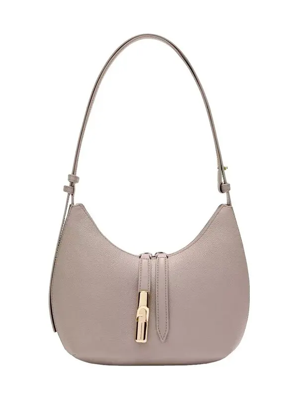 Furla Goccia Pebbled-leather Curved Shoulder Bag - Grey