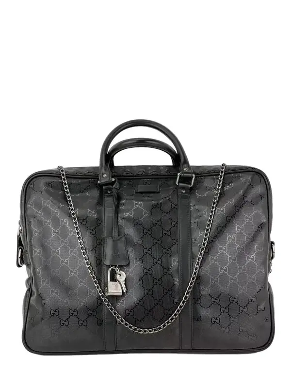 Gucci Gg Canvas Coated Briefcase - Black