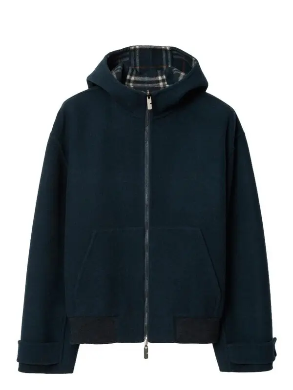 Burberry Reversible Wool Hooded Jacket - Pilot Blue